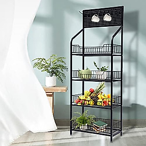 MEDEIYIBI 4-Tier Standing Shelf Units Kitchen Baker's Racks Organizer Holders with Wheels Snack Display Rack Household Metal Storage Rack for Bathroom Living Room Office Garage 19.6 x 10.6 x55in