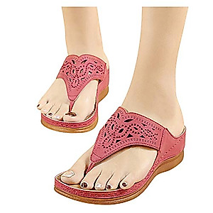 justHIGH Wedge Flip Flops for Women, Hollow Out Breathable Platform Sandals, Women Summer Wedge Sandals with Comfort Insole