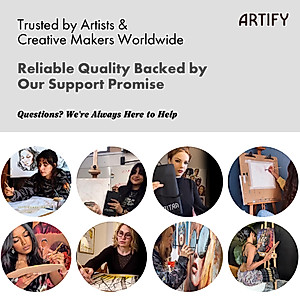 ARTIFY 24 Pieces Paint Brush Set, Expert Series, Enhanced Synthetic Brush Set with Cloth Roll and Palette Knife for Acrylic, Oil, Watercolor and Gouache (Birch)