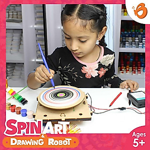 ButterflyEdufields 2in1 Spin Art Machine & Drawing Robot, DIY Spin & Paint Art Craft Kit,STEM Construction Activity Toys for Kids 6+ Years Boys Girls, Best Gift for Kids
