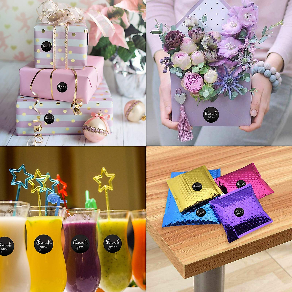 1.5'' Thank You Stickers, Thank You Stickers Labels, Round Small Business Stickers, Ideal for Bakery, Boutiques,Retailers & Small Business Owners, 500 Labels Per Roll