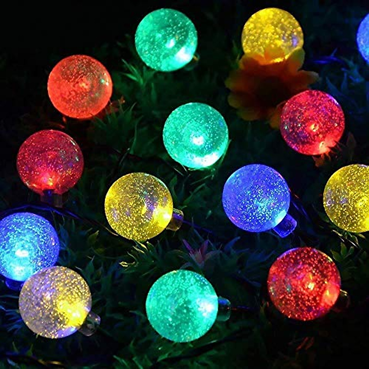 LIUPENGWEI Solar String Light, 50LED Outdoor Crystal Ball Christmas Decorative Lights Christmas Tree Lawn Garden Home Solar Water Dew Lamp Garden Ghost Light