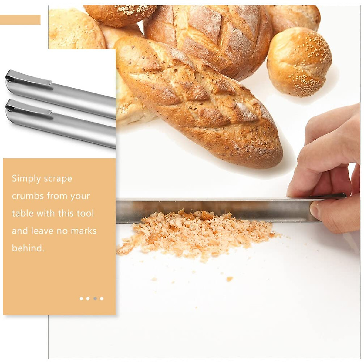 Table Crumber Crumb Sweeper Restaurant Crumb Cleaners Stainless Steel Crumb Scraper Food Remover Desk Cleaning Tool for Waiters Waitresses and Servers Table Crumb Sweeper