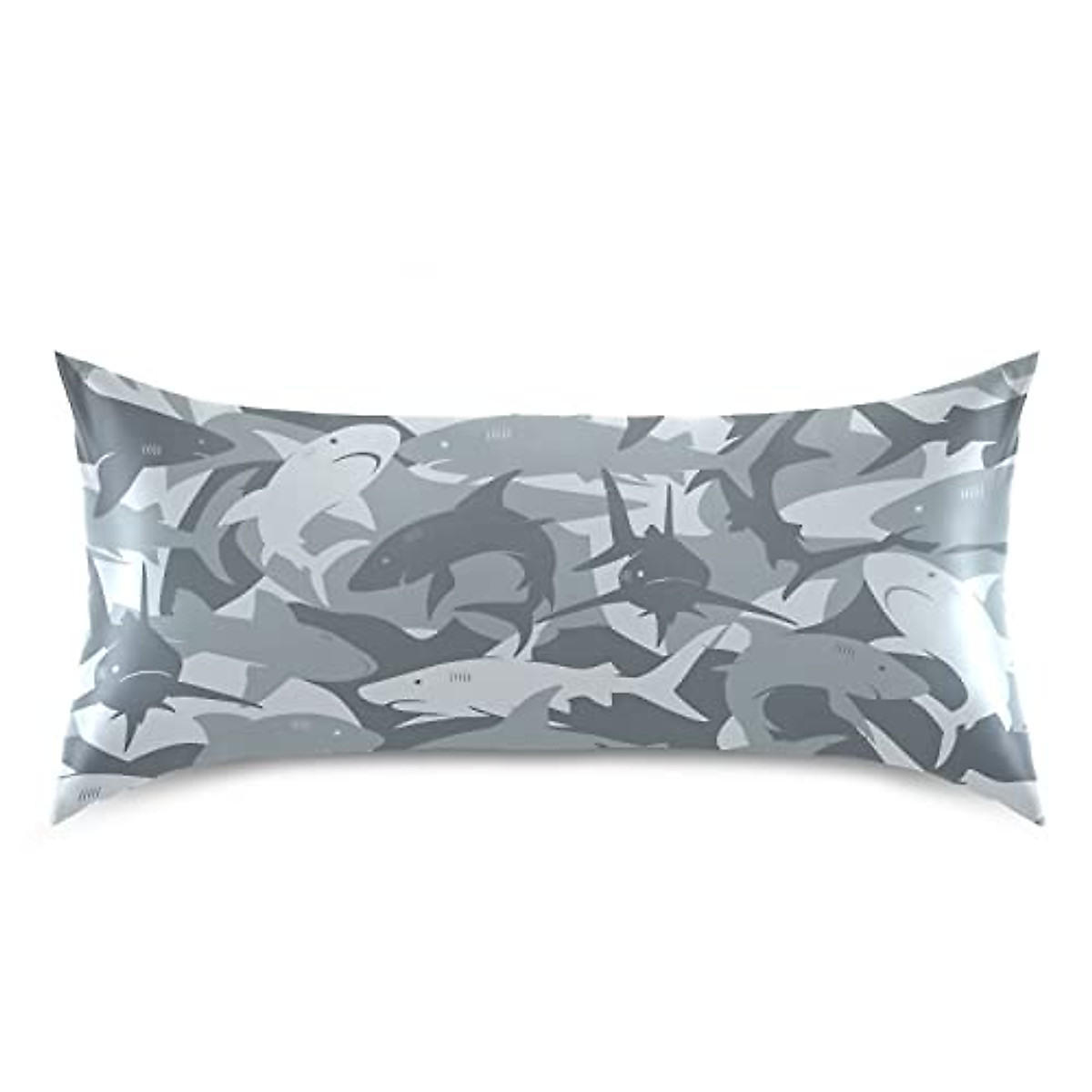 Sharks Camo Pillow Covers Silk Pillowcase for Hair and Skin Soft Breathable Smooth Cooling Satin Pillowcase Standard Size Pillow Case for Bedroom Bed Sleeping (20x26 Inch)