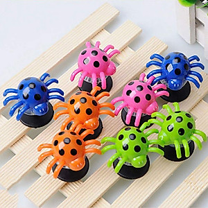Bounce Spiders Colorful Plastic Funny Activities Bouncing Toys Spider Launcher Jumping Spiders Toy Insect Party 10pcs (Random Color)