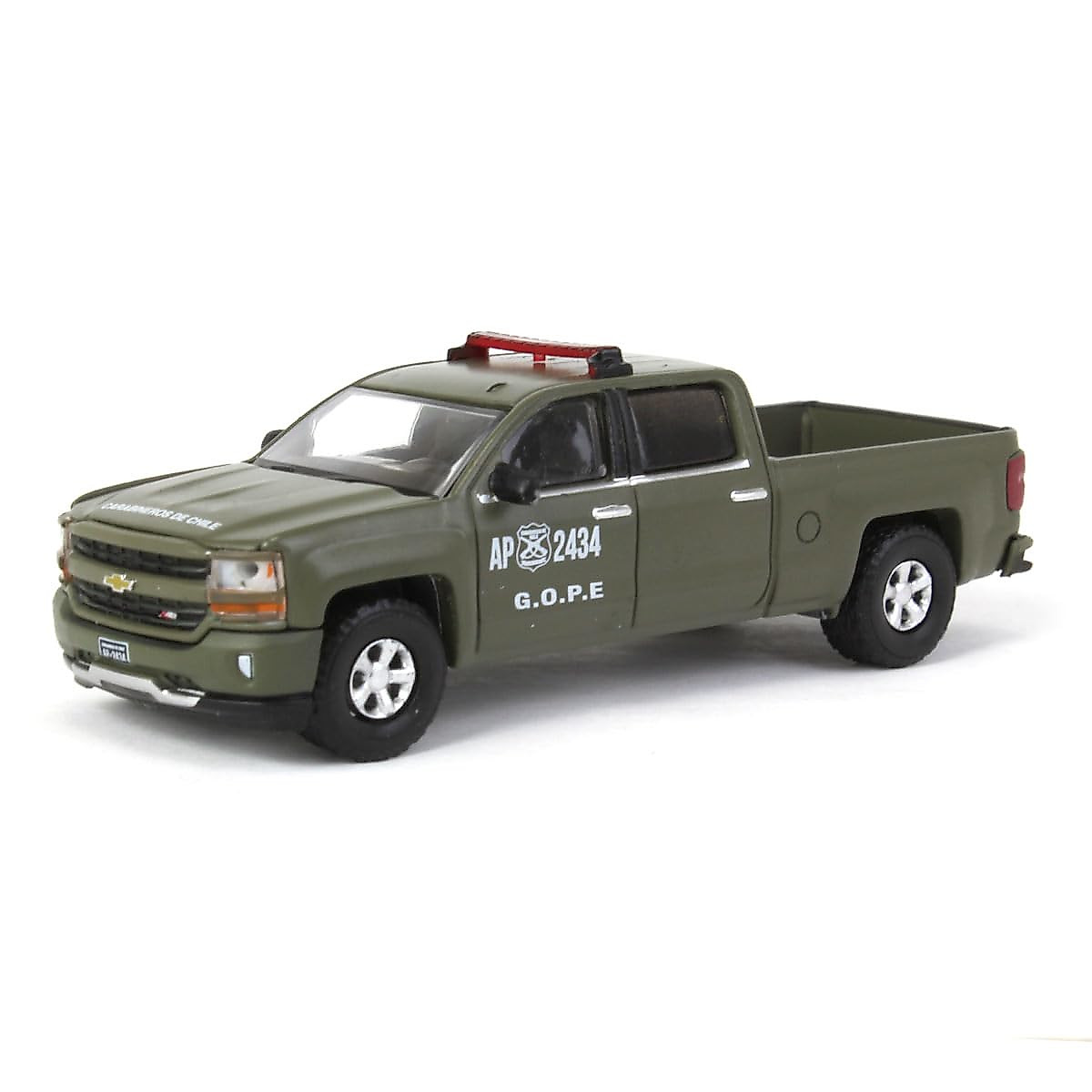 2018 Chevy Silverado Z71 Pickup Police Carabineros de Chile (GOPE) Hobby Exclusive Series 1/64 Diecast Model Car by Greenlight 30384