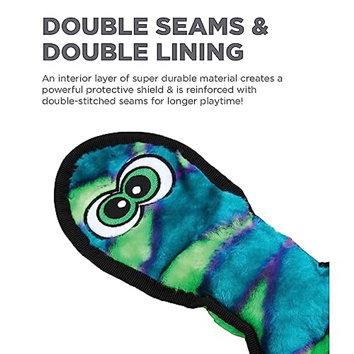 Outward Hound Invincibles Blue Snake Plush Dog Toy, Large