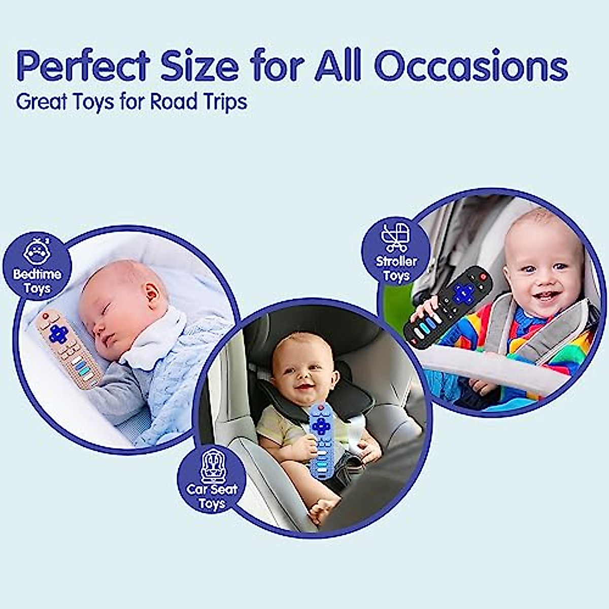 2-Pack Baby Remote Control Teether Toy for Babies 6-36 Months, Silicone Baby Teething Toys, Boys Girls Baby Teething Toys (Black + Gray)