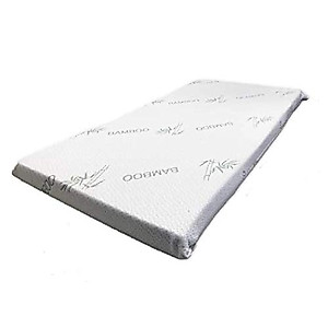 OrganicTextiles 2” Inch Organic Latex Mattress Topper Pad [GOLS Certified] with Natural Bamboo Cover Protector (Twin Size, Medium), Superior Pressure Relief, Breathable and Cooling, Made in USA