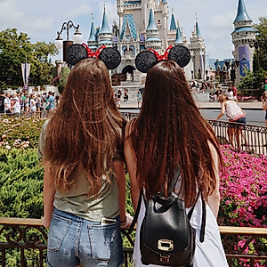 YUNISS Shiny Sequin Mouse Headbands for Women & Girls, Christmas Birthday Party (Leopard & Dot Patterns)