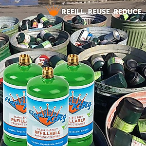Flame King Refillable 1LB Empty Propane Cylinder Tank - Reusable - Safe and Legal Refill Option - DOT Compliant - 16.4 oz, Green