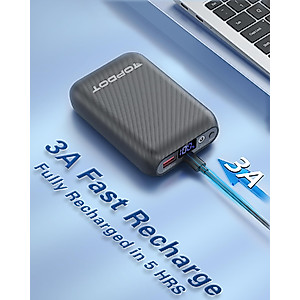 Topdot Heated Vest Battery Pack - 7.4V/5V 16000mAh Rechargeable Power Bank with LED Display and DC/USB/Type-C Output for Heated Vests, Jackets, and Hoodies - Portable Charger with USB-C Charging Cord