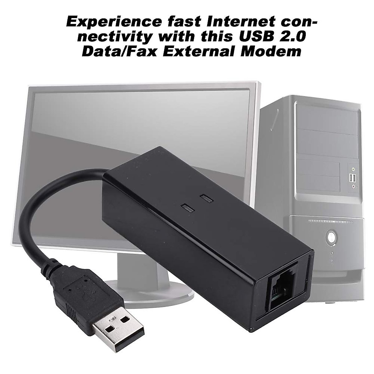 ASHATA 56K Data Modem, External Dial Up Voice Fax Data Modem,USB 2.0 56K Fax Modem,Small Size,Light-Weighted,Fit for Win7 Win8 Win10