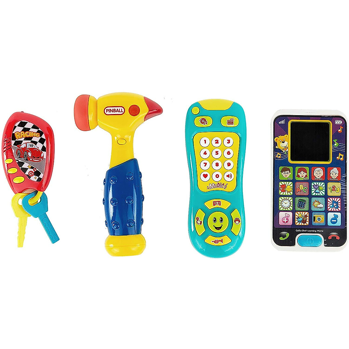 WALA - Learning Music Playset Bundle Smartphone with Car Keys Remote TV Control and Hammer - Pretend N Play with Storage Bag