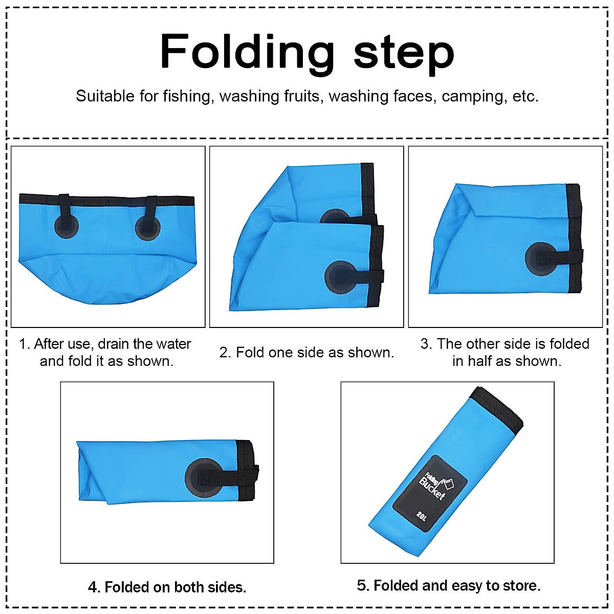 AINAAN Multifunctional Collapsible Portable Travel Outdoor Wash Basin Folding Bucket Water Storage Bag for Camping Hiking Travel Fishing Caravan Washing (Blue