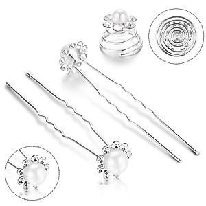 Yaomiao 116 Pcs Wedding Hair Jewels for Girls Spiral Hair Pins Rhinestone Bridal Accessories Crystal Pearl Clips Flower Spiral Hairstyles Pin for Women Girl Wedding Prom Party