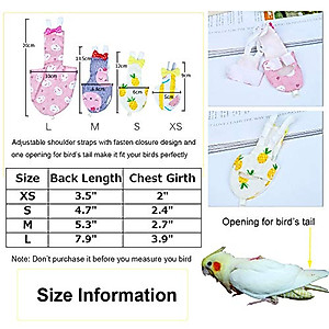 Bonaweite Bird Diaper Flight Suite Liners, Protective Parrot Nappy with Waterproof Inner Layer, Cute Urine Wet Suit for Macaw African Budgies Parakeet Agapornis Fischeri Cockatiel