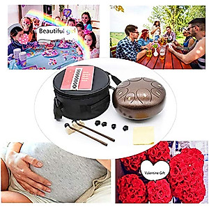 Steel Tongue Drum Tank Drum - Standard C Key 8 Notes 8 inches Pan Drum - Percussion Instrument with Drum Mallets -Handpan Drum with Bag, Music Book, Finger Picks for Camping, Meditation, or Yoga