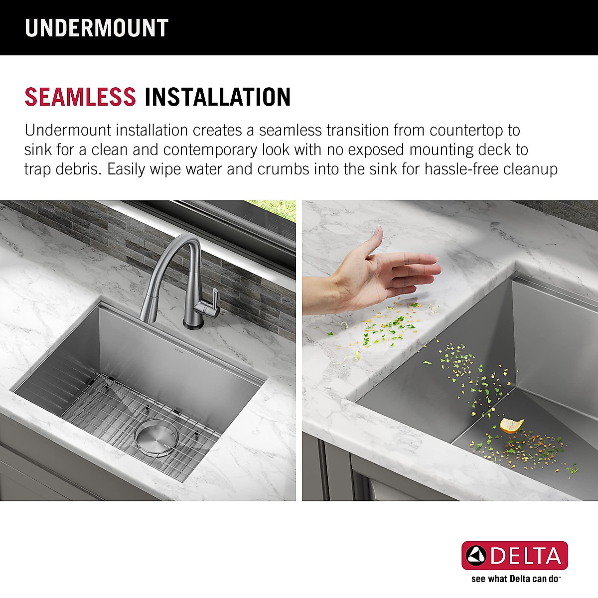 DELTA FAUCET Rivet 24-inch Workstation Laundry Utility Kitchen Sink Undermount 16 Gauge Stainless Steel Single Bowl with WorkFlow Ledge and a Kit of 5 Accessories, 95B9031-24SL-SS