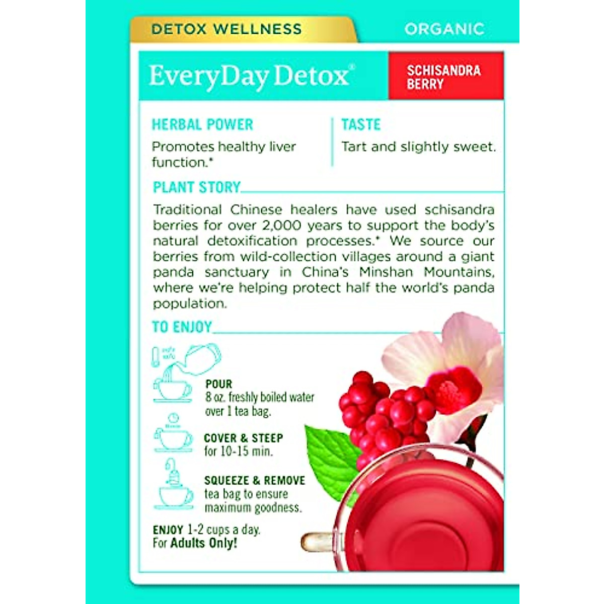 Traditional Medicinals Organic EveryDay Detox Schisandra Berry Detox Tea, 16 Tea Bags (Pack of 2)