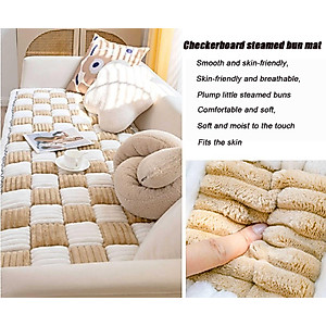 Pet Sofa Cover Bed Mat, Large Plaid Square Couch Cover - Cream-Coloured Non-Slip Furniture Floors Protector for Dog, Cat - Funnyfuzzy Mattress Protector