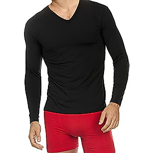 Thermajohn Thermal Shirts for Men V Neck Long Sleeve Thermal Compression Shirts for Men Base Layer Cold Weather (Black, X-Large)