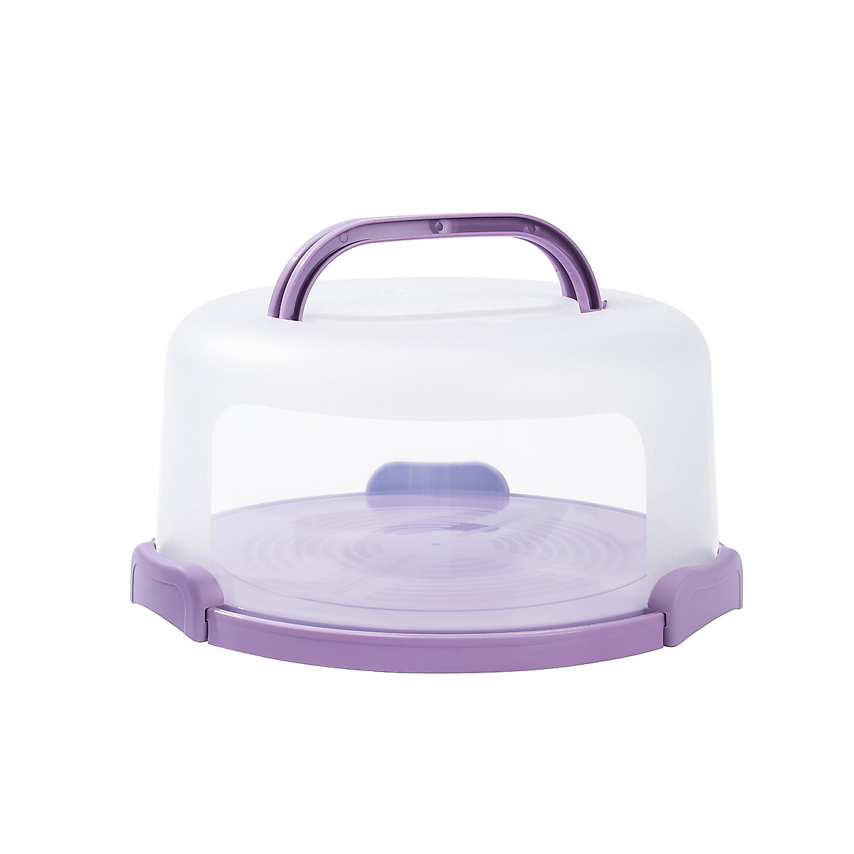SETLUX 10in Plastic Cake Carrier with Handle, Round Cake Holder with Lid Pink Cake Container for 6in/8in/10in Cake(purple)