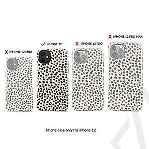 BURGA Phone Case Compatible with iPhone 12 - Hybrid 2-Layer Hard Shell + Silicone Protective Case -Black Polka Dots Pattern Nude Almond Latte - Scratch-Resistant Shockproof Cover