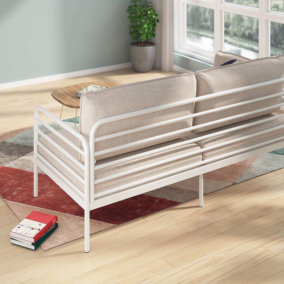 ZINUS Amanda Navy Metal Sofa / Steel Framework with Upholstered Cushions / Easy Assembly