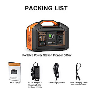 BULLBAT Portable Power Station Pioneer 500, 504Wh Lithiu m Battery Powered Outlet with 500W AC, Solar Power Generators with MPPT, Backup Power Supply for Outdoor & Indoor