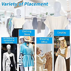 Female Mannequin Full Body Dress Form Sewing Dress Model Stand Adjustable Dress Mannequin 69" Detachable Manikin Body Display Head Rotation Manikin Torso Stand w/ Metal Base, White