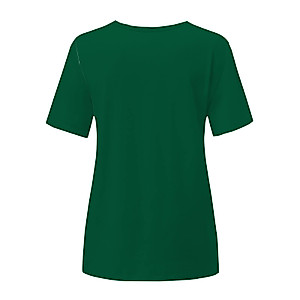CGGMVCG Womens St Patricks Day Shirt Women's Casual Printed Short-Sleeve T-Shirt Top Green Shirts for Women, Z02 Green, XXL