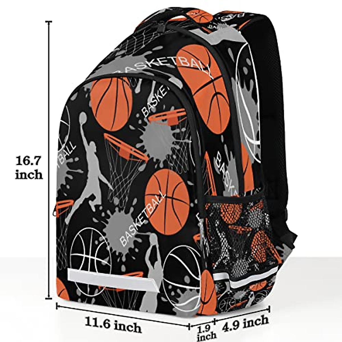 OSAM SPACE School Backpack, Basketball Player Student Backpack for Boys Girls BookBag Laptop Bags Casual Daypack College Travel Bag for Men Women with Reflective Strip