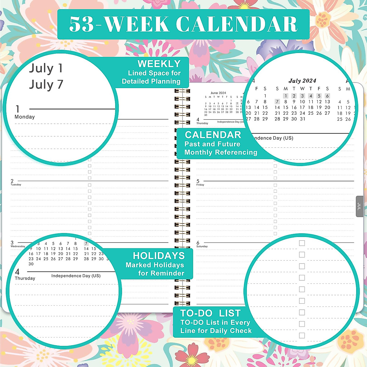 2024 Planner - Planner 2024, Jan. 2024 - Dec. 2024, 2024 Planner Weekly and Monthly with Tabs, 8" x 10", Thick Paper, Twin-Wire Binding, Check Boxes, Perfect Daily Organizer