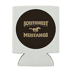Southwest Minnesota State University Mustangs Logo Can Cooler - Drink Sleeve Hugger Collapsible Insulator - Beverage Insulated Holder