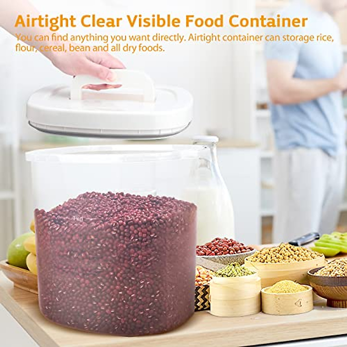 Uppetly Large Airtight Food Storage Container Bin, 20-lb Dry Food Rice Container with Lid-Lock Handle and Measuring Cup. Cereal, Flour Dog Cat Pet Food Containers
