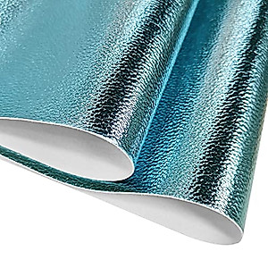 HYANG Metal Lychee Embossed Sky Blue Faux Leather Sheets 1 Rolls 12"X53"(30cmX135cm),Faux Leather Very Suitable for Making Crafts, Leather Earrings, Bows,Handbag，Sewing