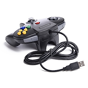 SAFFUN 2 Pack [USB Version] USB N64 Controller, N64 Wired PC Gamepad [3D Analog Stick] for Windows PC MAC Linux Raspberry Pi Genesis Higan Project 64 Retropie OpenEmu Emulator (Plug & Play) (Black)