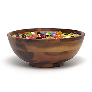 Lipper International Acacia Footed Round Flared Serving Bowl for Fruits or Salads, Small, 7" Diameter x 3" Height, Single Bowl