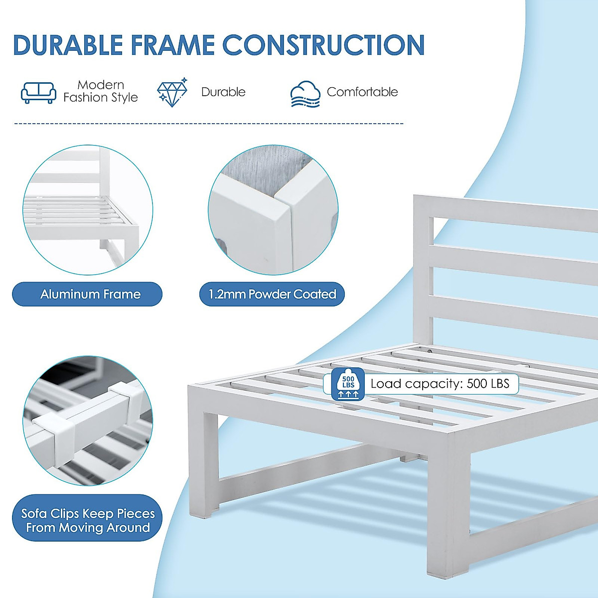NICESOUL® Modern Modular All-Weather Outdoor Furniture Aluminum Sofa, 29“ Wide Deep Seat Heavy Duty Anti-Rust Frame Corner Chair Patio Sectional Piece for Backyard Deck Sunroom Lawn Terrace Outside