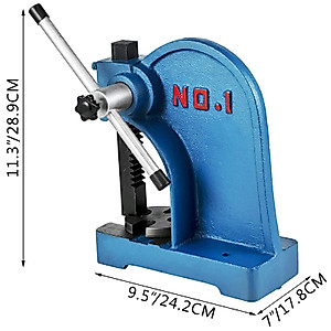 BestEquip Manual Arbor Press 1 Ton, Heavy Duty Arbor Press with 4-5/8 Inch Maximum Height, Manual Desktop Arbor Press Cast Iron Material, for Riveting Punching Holes