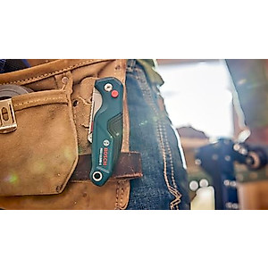 Bosch H11-14100-1 2-Piece Utility Knife Set | Folding and Snap-Off Knives with Robust Design, Integrated Blade Storage, and Belt Clip - Includes 4 Blades