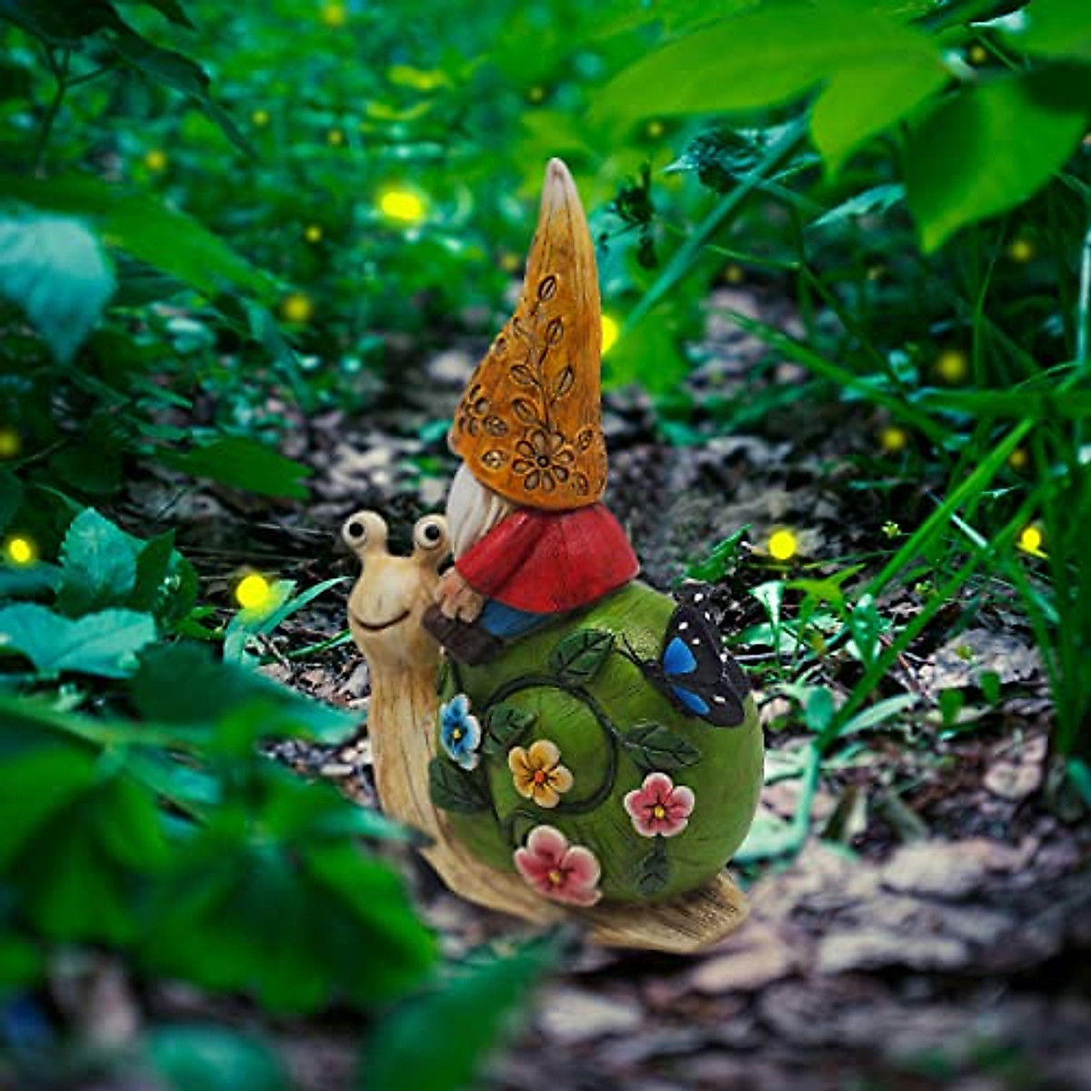 CYnice Garden Gnome Statue Outdoor Decor - Garden Gnomes Sitting on Snail Statue for Garden Yard Patio Lawn Decorations,Gnome Gifts