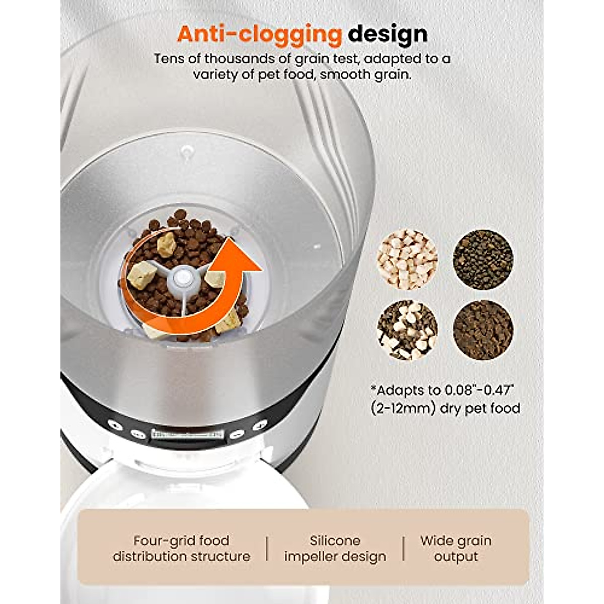 Automatic Cat Feeder, Timed Cat Feeder with Adjustable Feeding Schedule, Cat Dry Food Dispenser, GIOTOHUN pet feeders with Desiccant Bag, 1-4 Meals Per Day, 10s Voice Recorder, Dual Power Supply