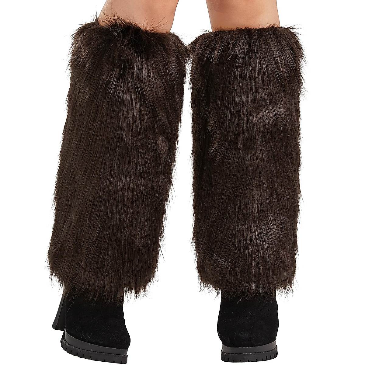 Nanxson Womens Fur Leg Warmer Winter Furry Long Boot Cuffs Cover TTW0034 (Coffee)