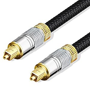 Starweh Optical Audio Cable, 6ft Fiber Optic Audio Cable with Durable 24K Gold-Plated, Nylon Braided Male to Male Optical Digital Cable for HI-FI Sound Bar, Home Theater, TV, PS4, Xbox, Playstation