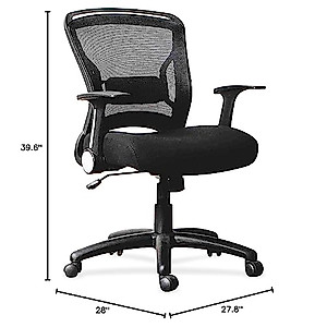 Lorell Flipper Arm Mid-Back Chair, 39.6" x 27.8" x 28", Black
