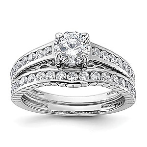 IceCarats 925 Sterling Silver Cubic Zirconia CZ Wedding Band Engagement Ring Bridal Jewelry Set Size 7