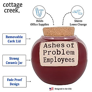 Cottage Creek Ashes of Problem Employees Piggy Bank, Ceramic Candy Jar, Fun Gifts
