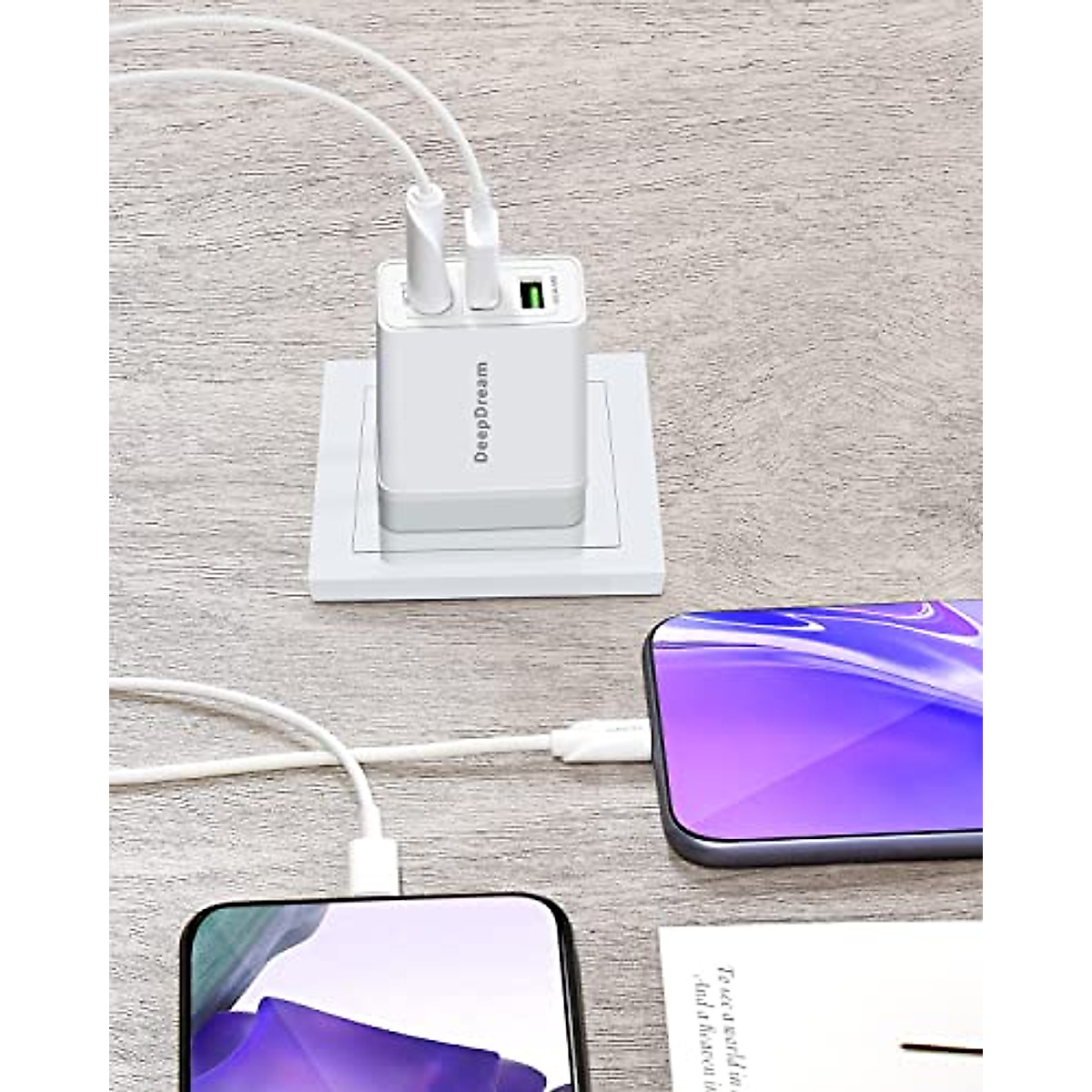 2 Pack USB Quick Charge 3.0 Wall Charger 30W, Deep Dream Multiport USB Wall Charger Plug Adapter, Fast Charger Block Compatible with iPhone 12/11/Pro/XS Max/XR/8/8+/Galaxy S10/S9/S8/Plus/Note 9/8